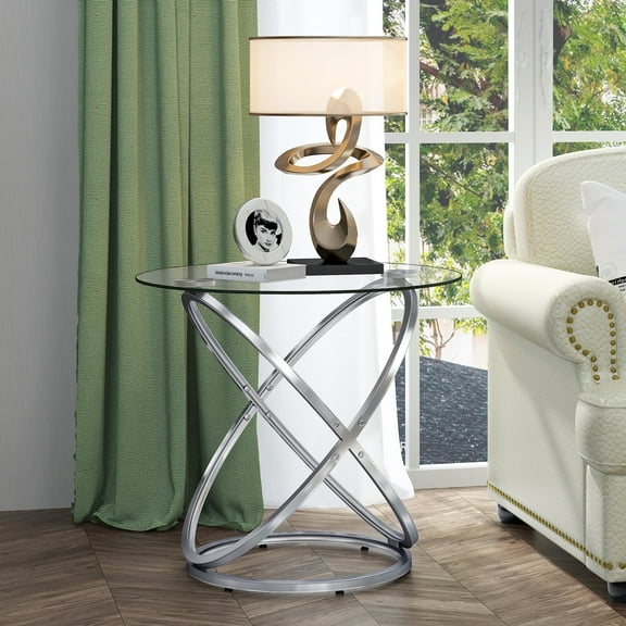 3 Tiers Round End Table, Modern Side Table Metal Nightstand Bedside ...