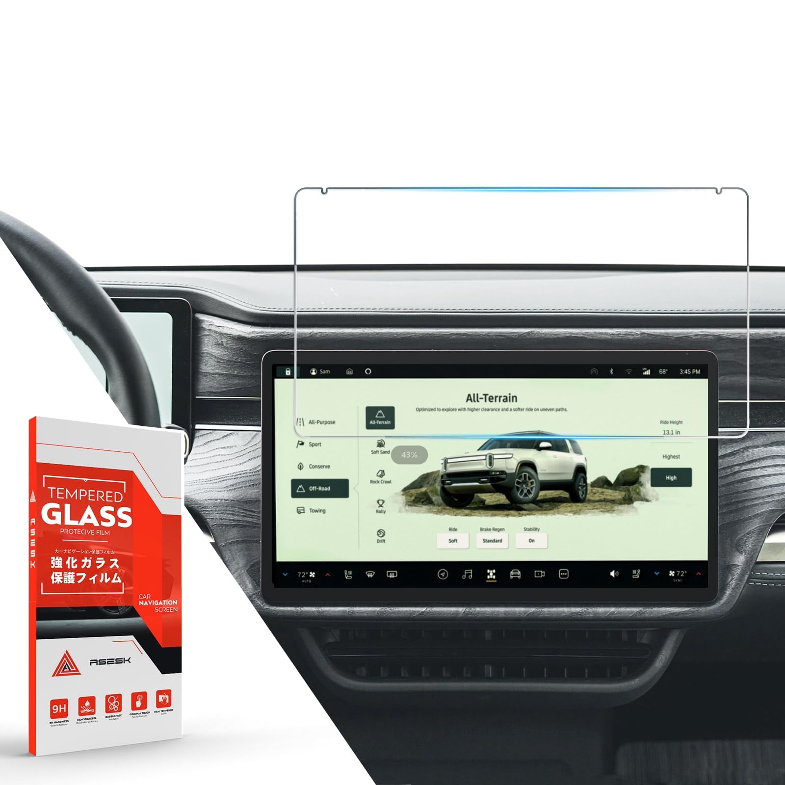 ASZSK For Rivian R1T & R1S Screen Protector,15.6 Inch Tempered Glass ...