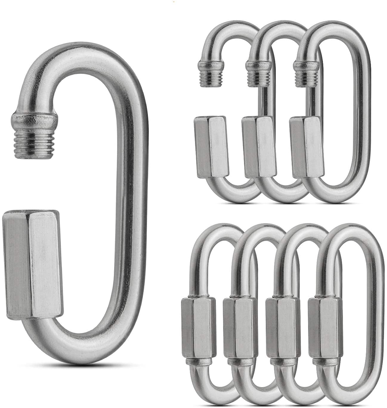 ASelected 8 Pack Threaded Quick Link, Stainless Steel Oval Locking ...