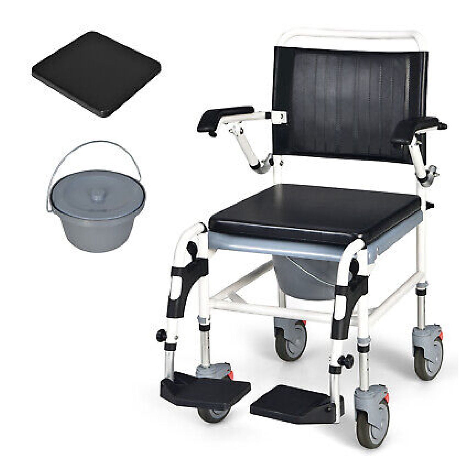 ASpecialty 4-in-1 Bedside Commode Chair w/ Wheel Commode Wheelchair ...