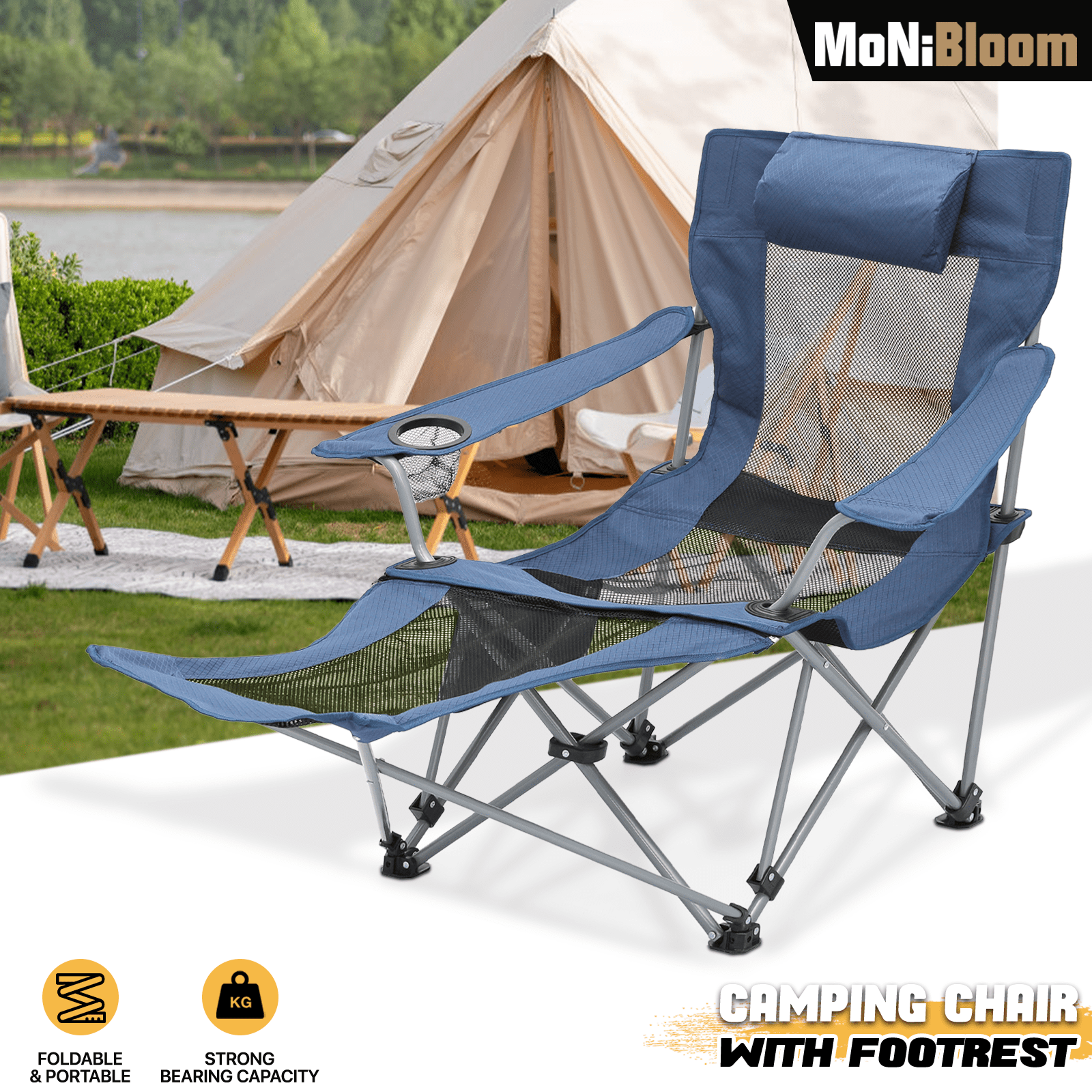 ASpecialty Folding Reclining Portable Camping Beach Chair: Robust Steel ...
