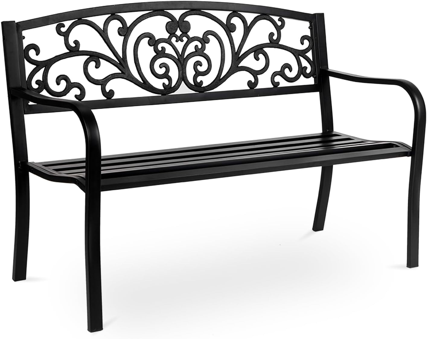 ASpecialty Outdoor Bench, 50" Metal Garden Bench Patio Porch Furniture ...