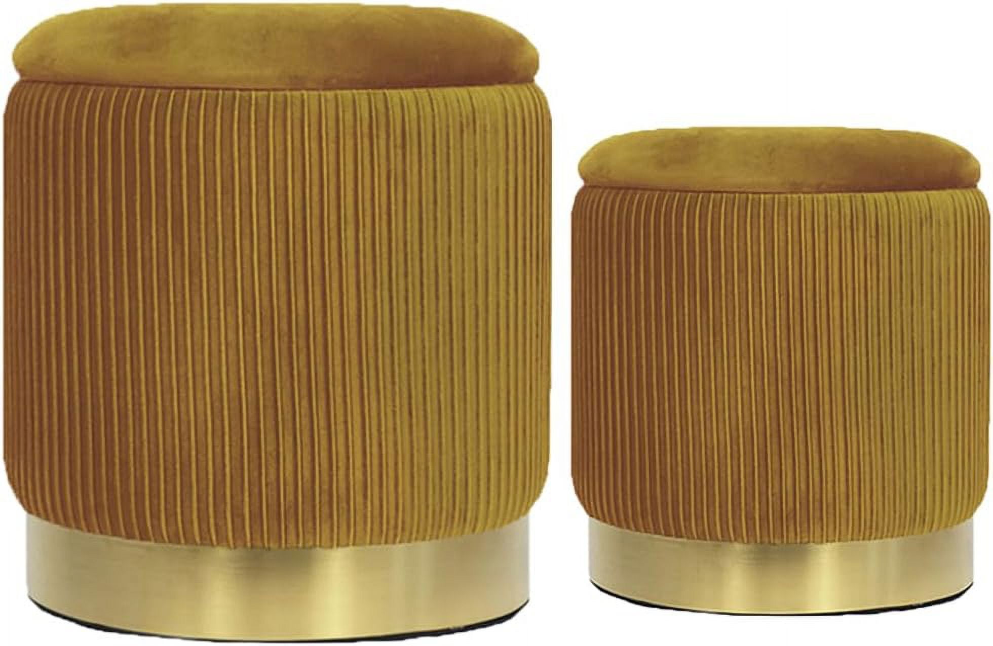 ASpecialty Round Ottoman with Storage - Yellow Ottoman for Living Room ...