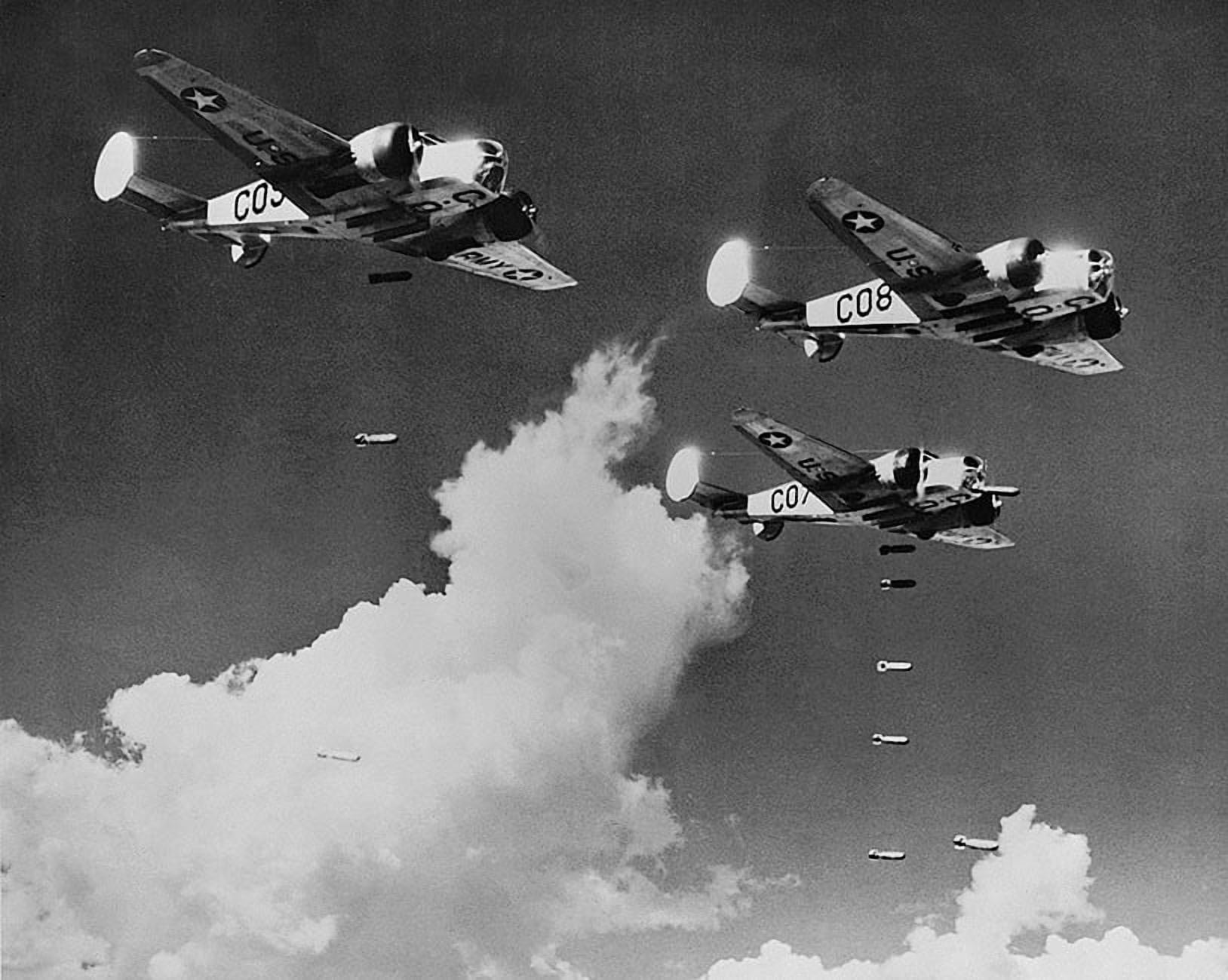 AT-11 Bombers Dropping Bombs 1943 - 20x30 Inch Laminated Aviation ...