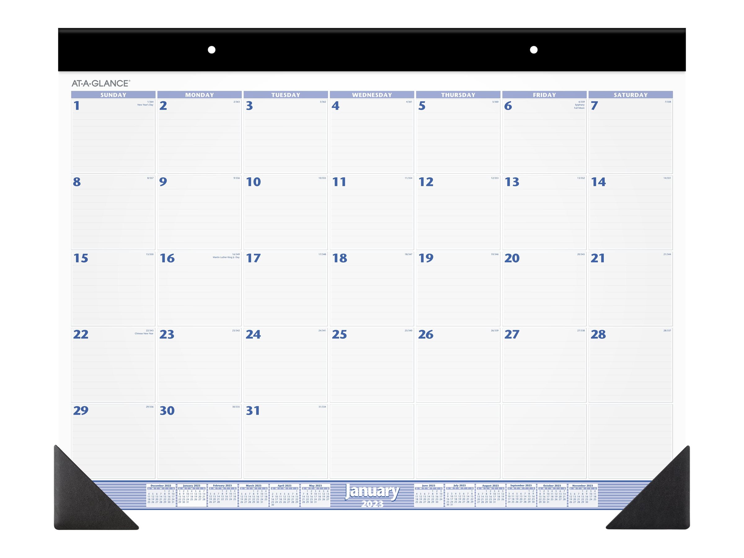 AT-A-GLANCE 2023 RY Monthly Desk Pad Calendar, Blue/Gray, Large, 24" x ...