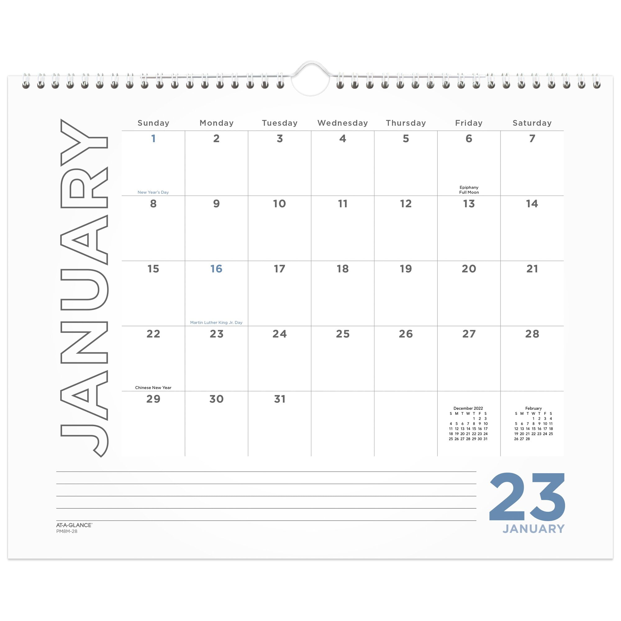 AT-A-GLANCE 2023 RY Monthly Wall Calendar, Medium, 15" x 12" - Walmart.com