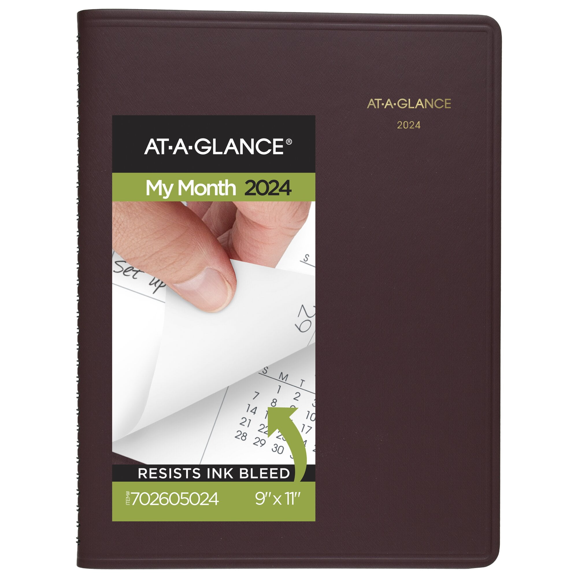 AT-A-GLANCE 2024 Monthly Planning Calendar, Winestone Large 9 x 11 ...