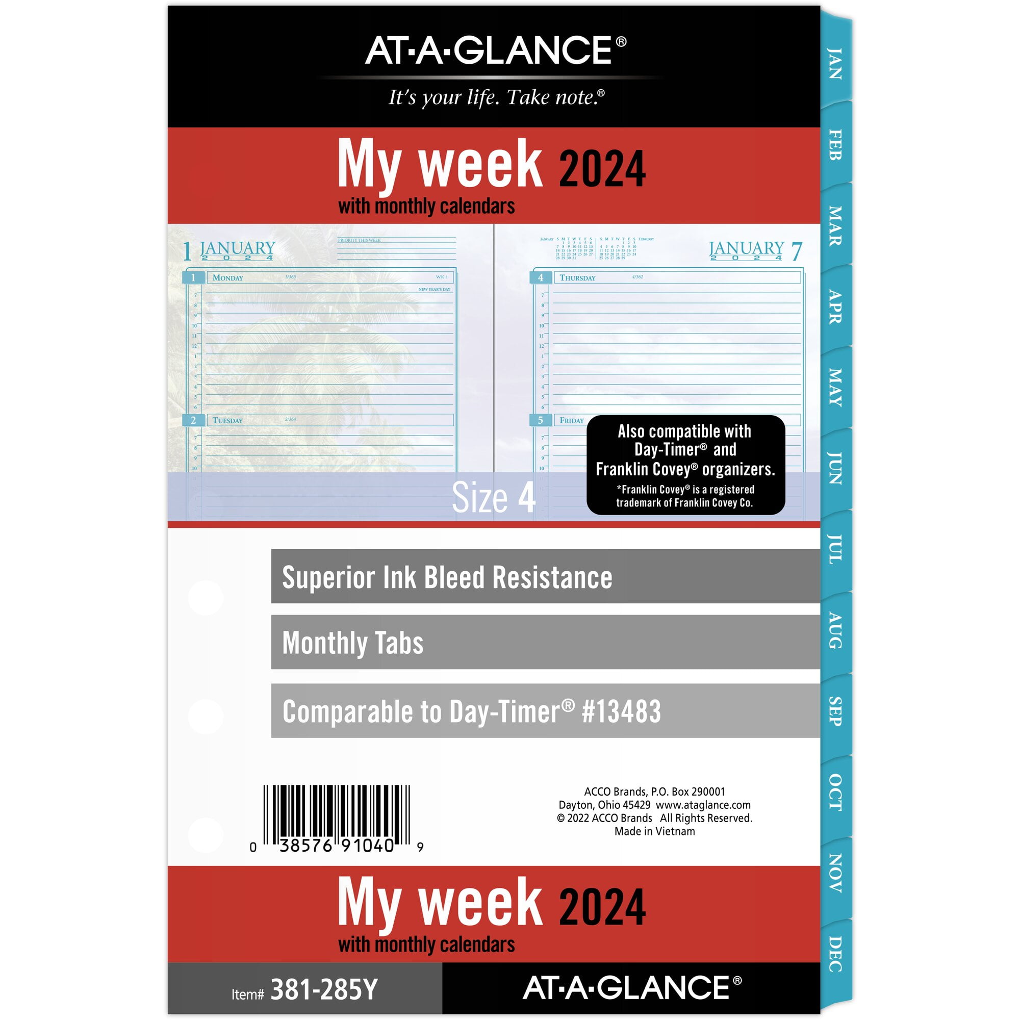 AT-A-GLANCE 2024 Planner Refill, Desk Size, Weekly Monthly Organizer ...