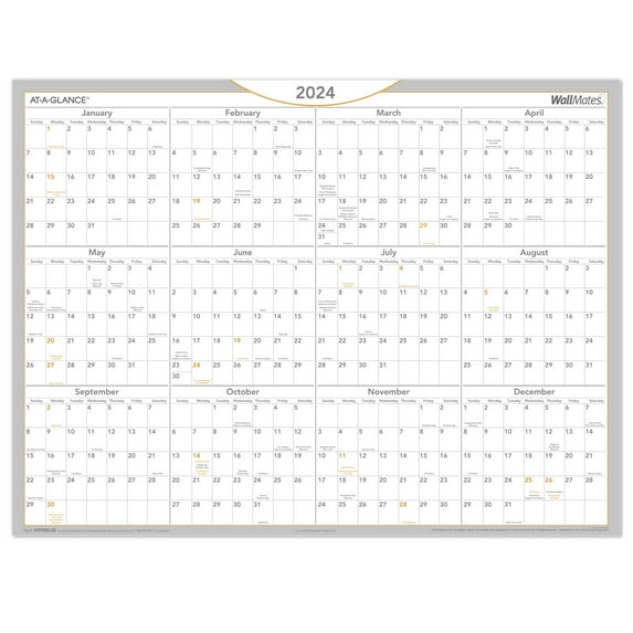 AT-A-GLANCE 2024 Office Planner, WallMates Self-Adhesive Dry-Erase ...
