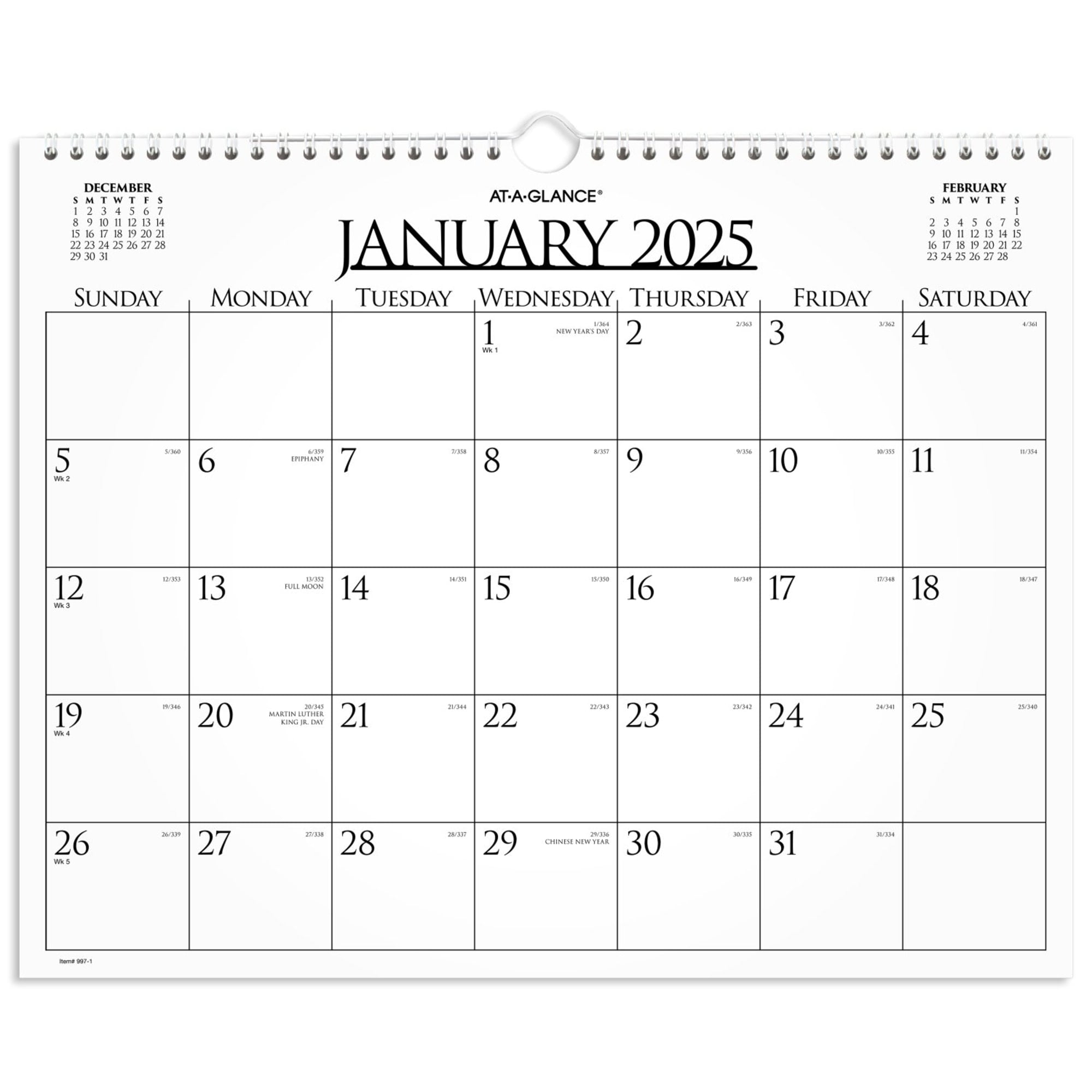 2025 AT-A-GLANCE® Business Monthly Wall Calendar, 15" x 12", January To ...
