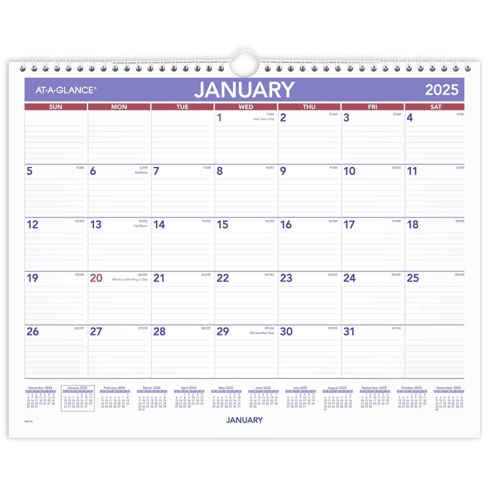 AT-A-GLANCE 2025 Wall Calendar, 15" x 12", Medium, Wide (PM82825 ...