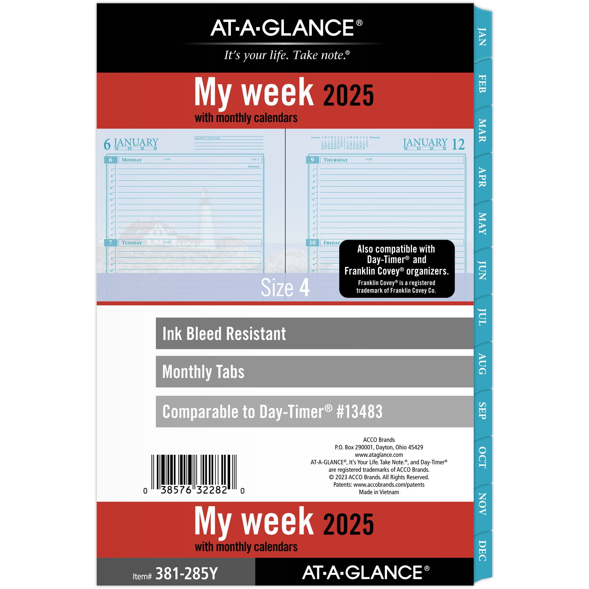 AT-A-GLANCE 2025 Seascapes Weekly Monthly Planner Refill Loose-Leaf ...