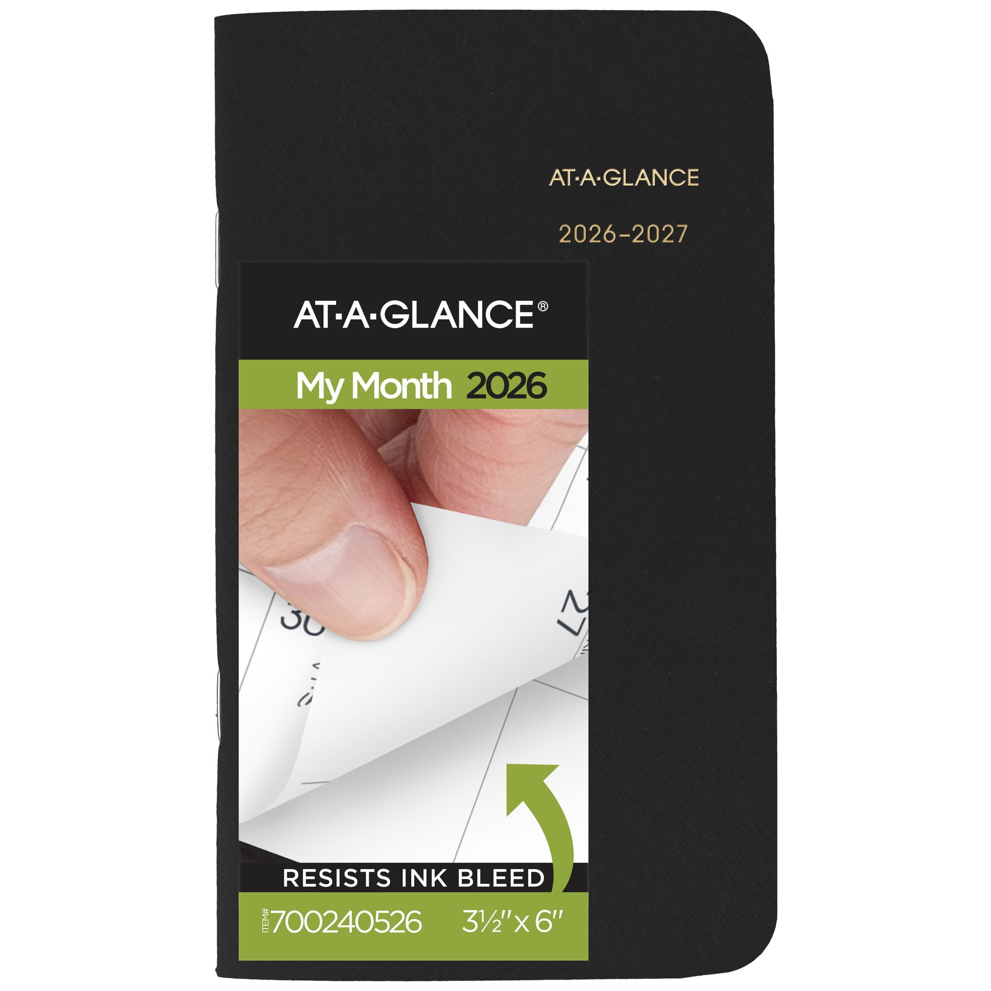 AT-A-GLANCE 2026-2027 Two Year Monthly Planner Black Pocket 3 12 x 6 ...