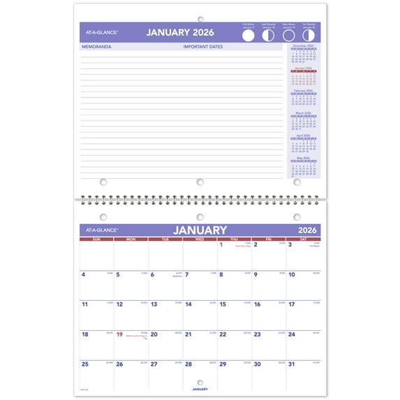 AT-A-GLANCE 2026 Monthly Desk Wall Calendar Small 11 x 8 12 - Wall ...