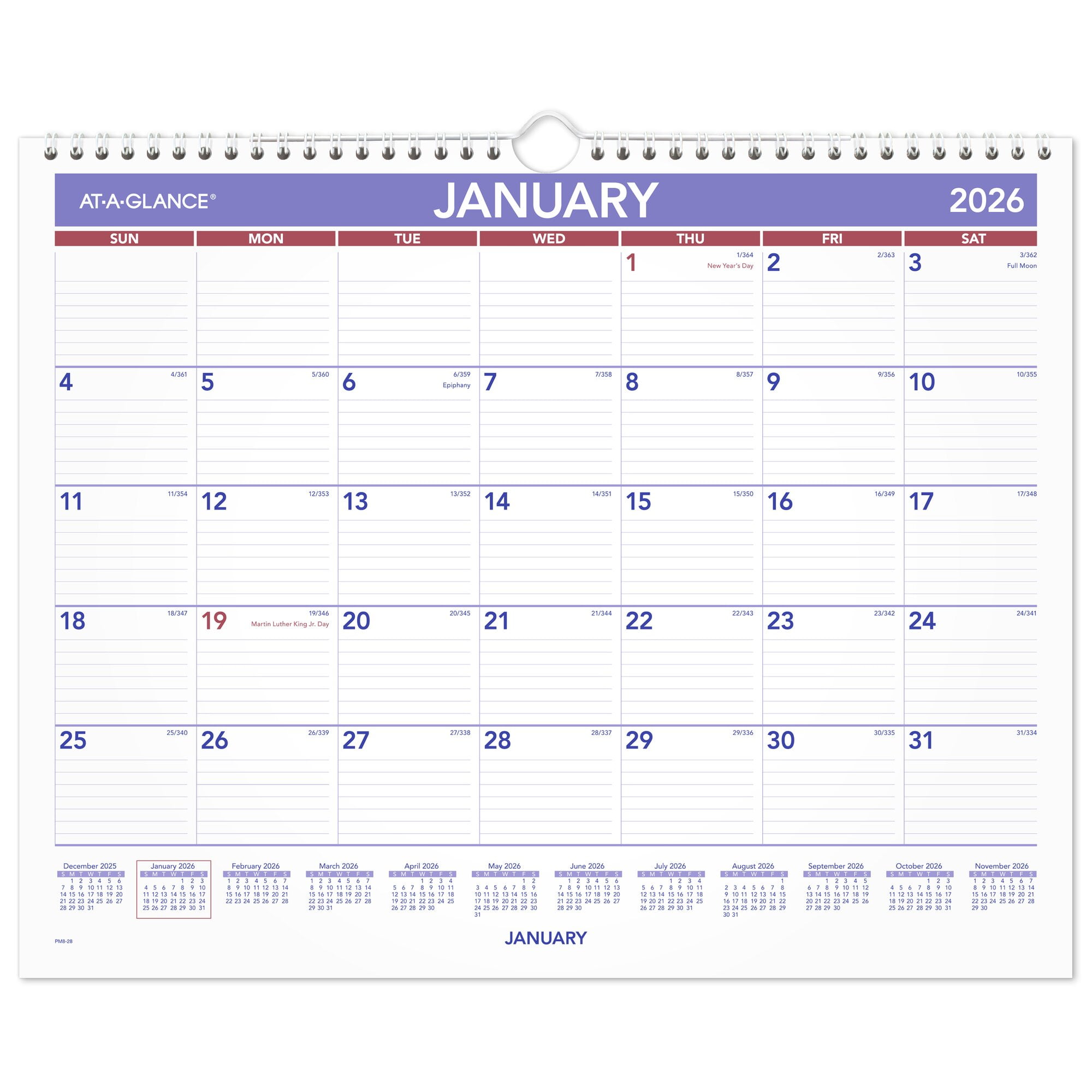 AT-A-GLANCE 2026 Monthly Wall Calendar Medium 15 x 12 - Monthly Wall ...