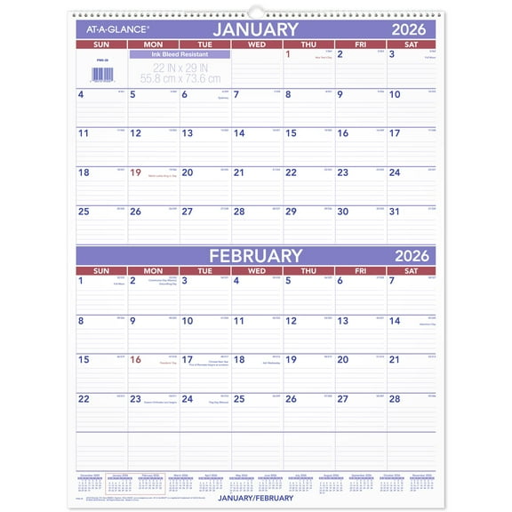 AT-A-GLANCE Office Year Large Oversized 2024 Yearly Wall Calendar, 24 ...