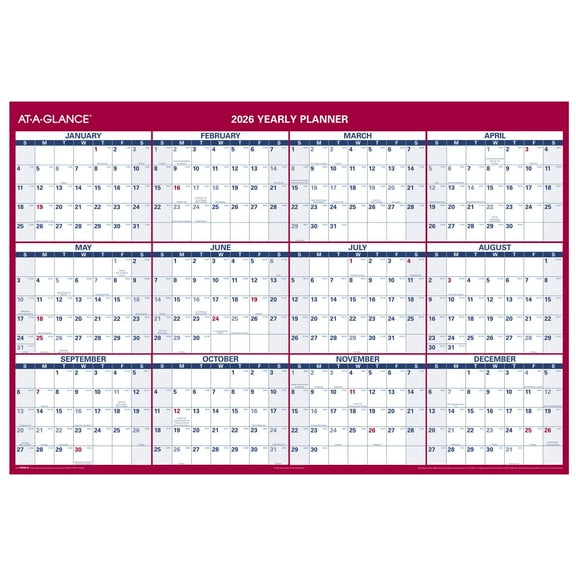 AT-A-GLANCE 2026 Yearly Wall Calendar Extra Large 24 x 36 - Wall ...