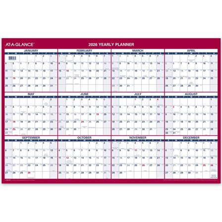 AT-A-GLANCE 2025 Vertical Horizontal Reversible Erasable Yearly Wall ...