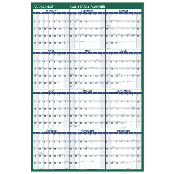 AT-A-GLANCE 2026 Yearly Wall Calendar Extra Large 24 x 36 - Wall ...