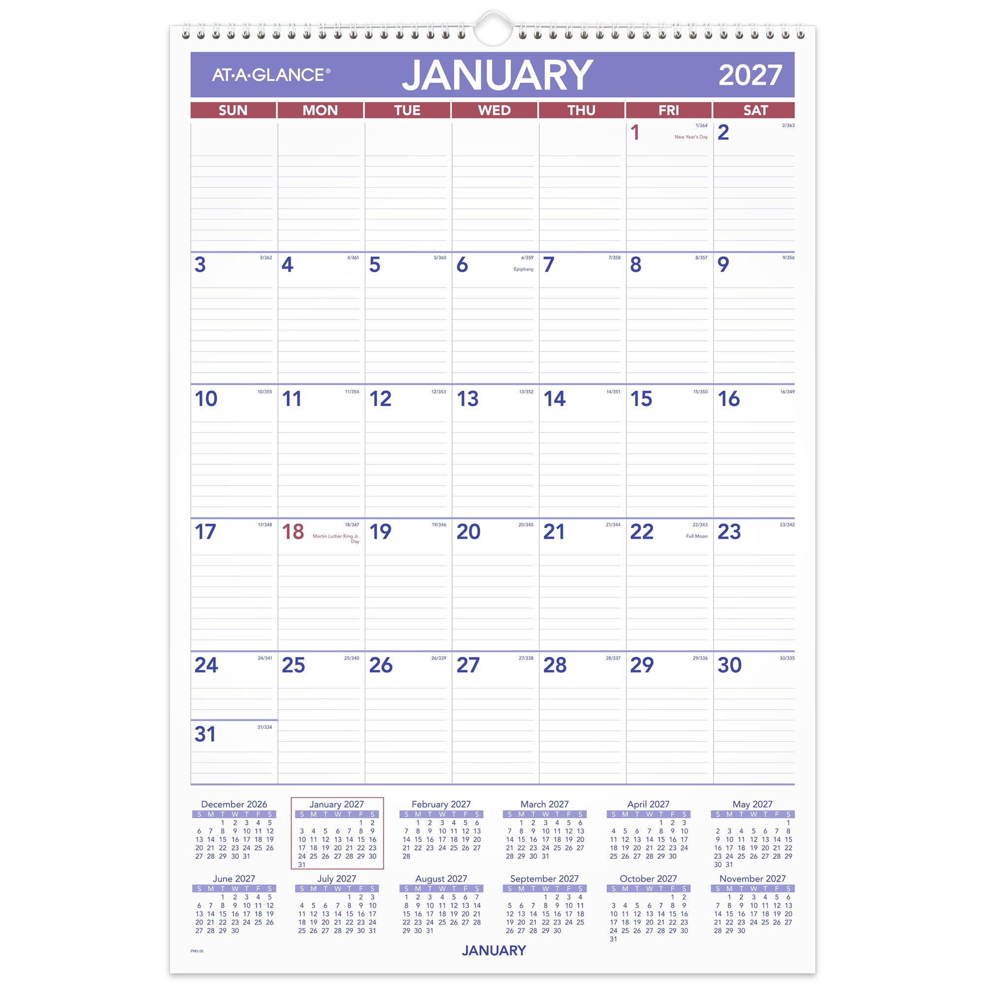 AT-A-GLANCE 2027 Monthly Wall Calendar Large 15 12 x 22 34 - Monthly ...