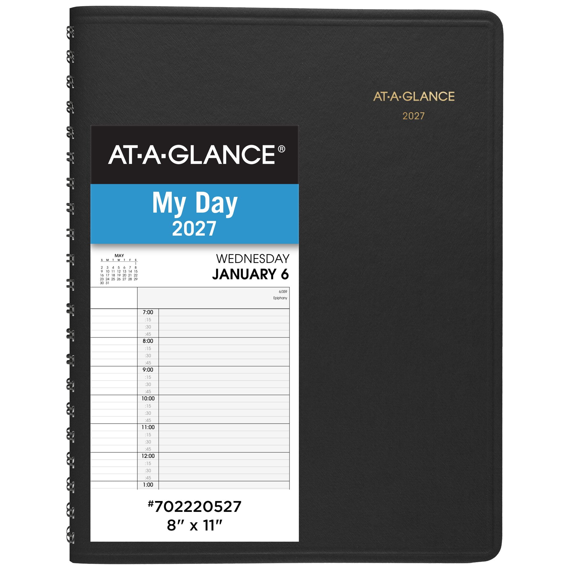 AT-A-GLANCE 2027 Two Person Daily Appointment Book Black Large 8 x 11 ...