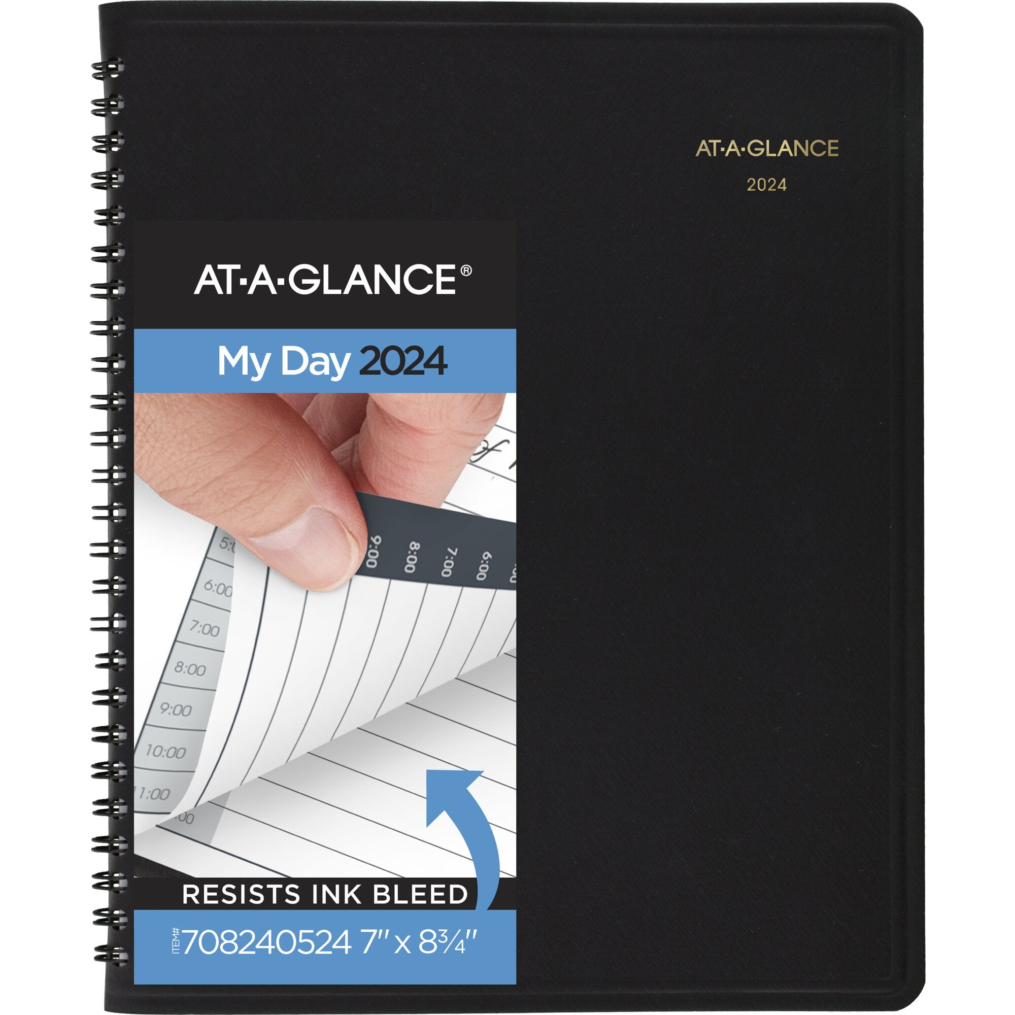 AT-A-GLANCE 2024 Daily Planner, 24-Hour Hourly Appointments, Monthly ...