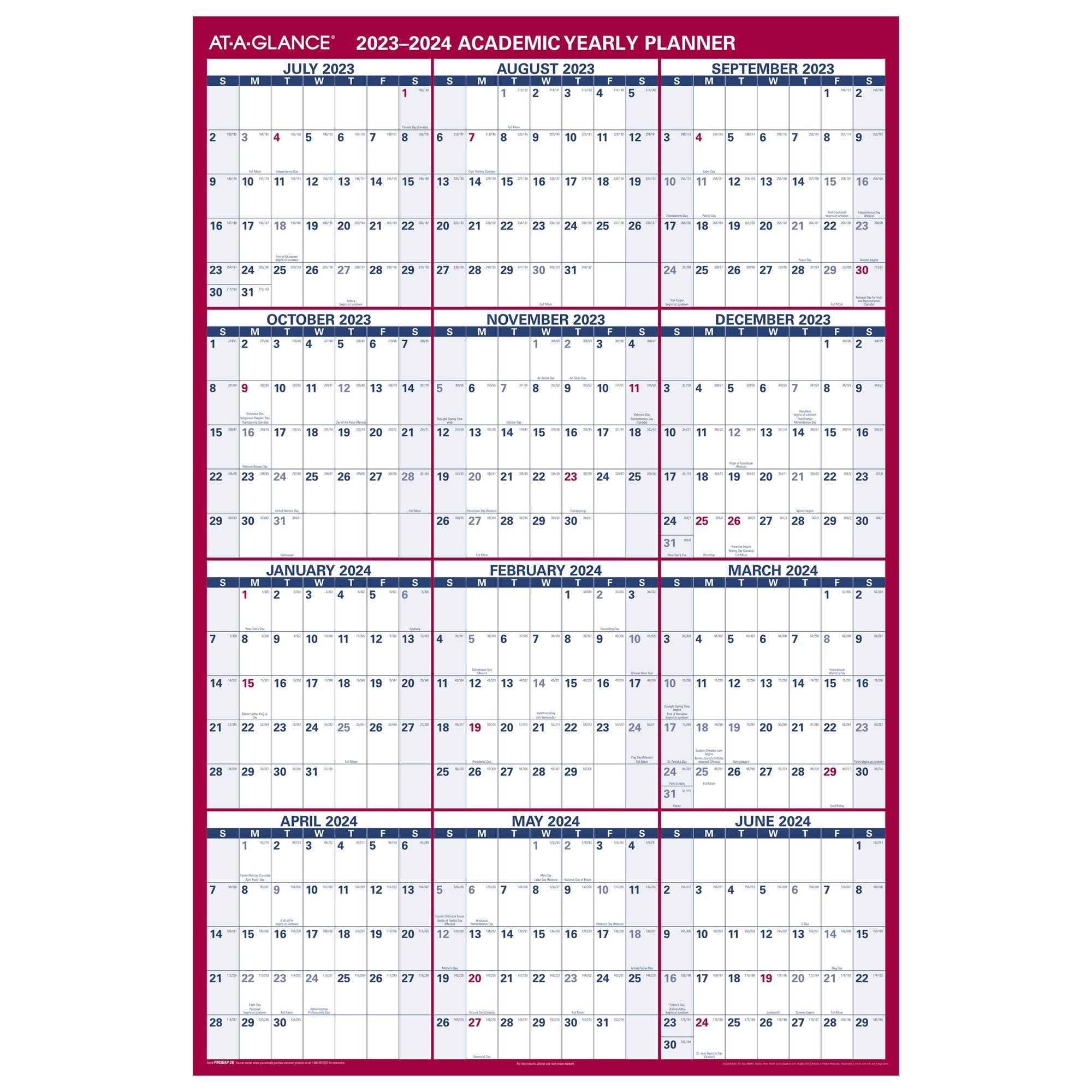 AT-A-GLANCE - Academic calendar - wall mount - 2022-2023 - year to view ...