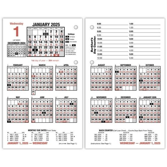 AT-A-GLANCE Burkharts Day Counter 2025 Daily Loose-Leaf Desk Calendar ...