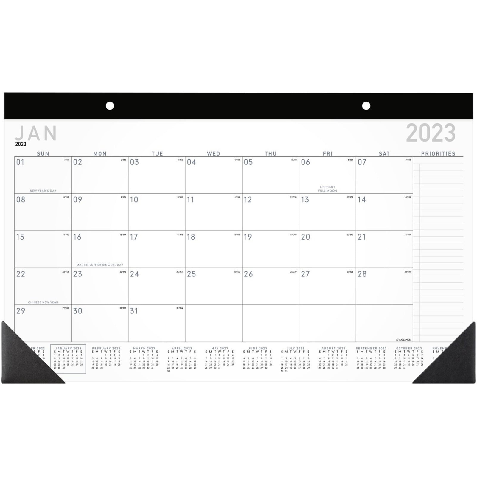 AT-A-GLANCE Contemporary 2023 RY Compact Monthly Desk Pad Calendar, 18 ...