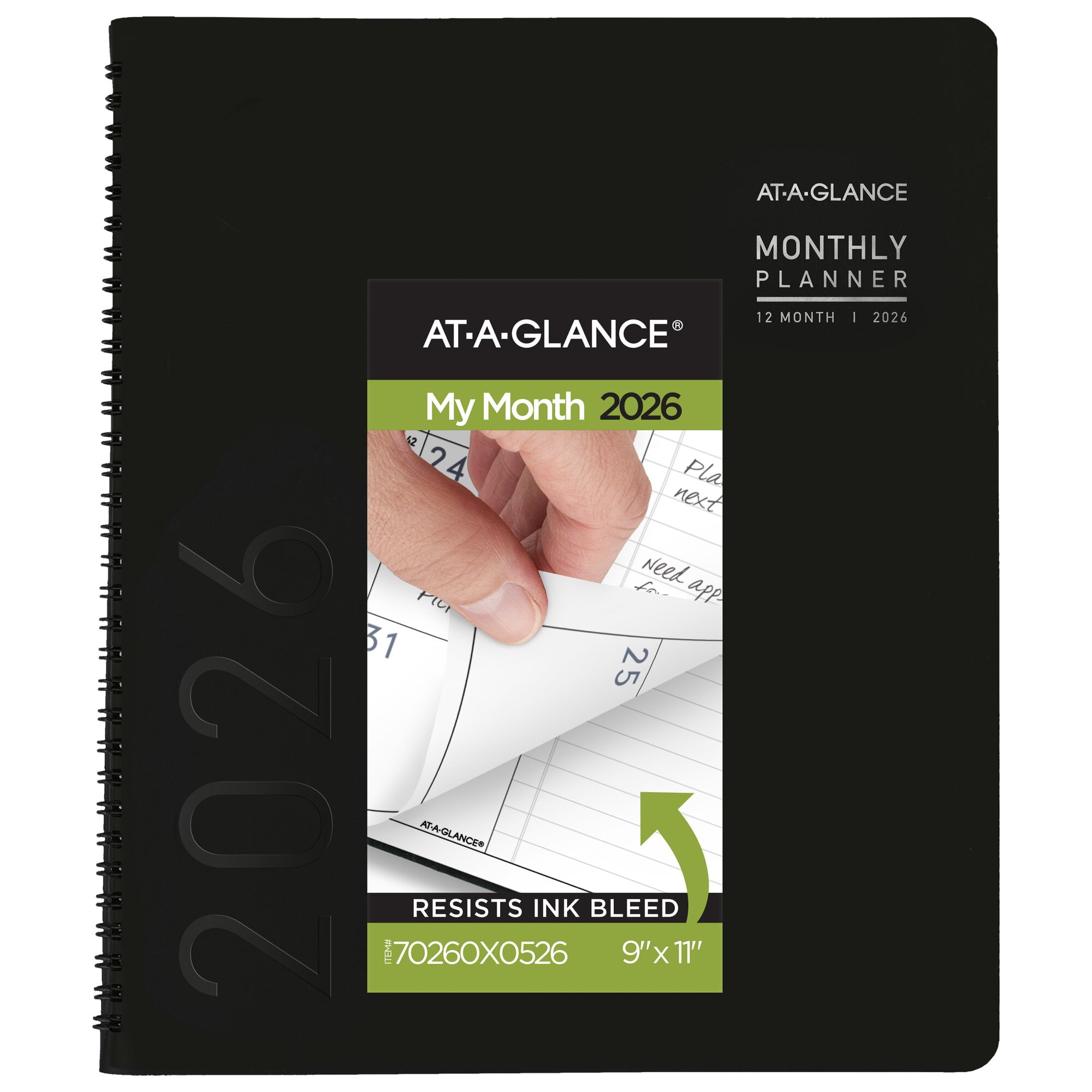 AT-A-GLANCE Contemporary 2026 Monthly Planner Black Large 9 x 11 ...