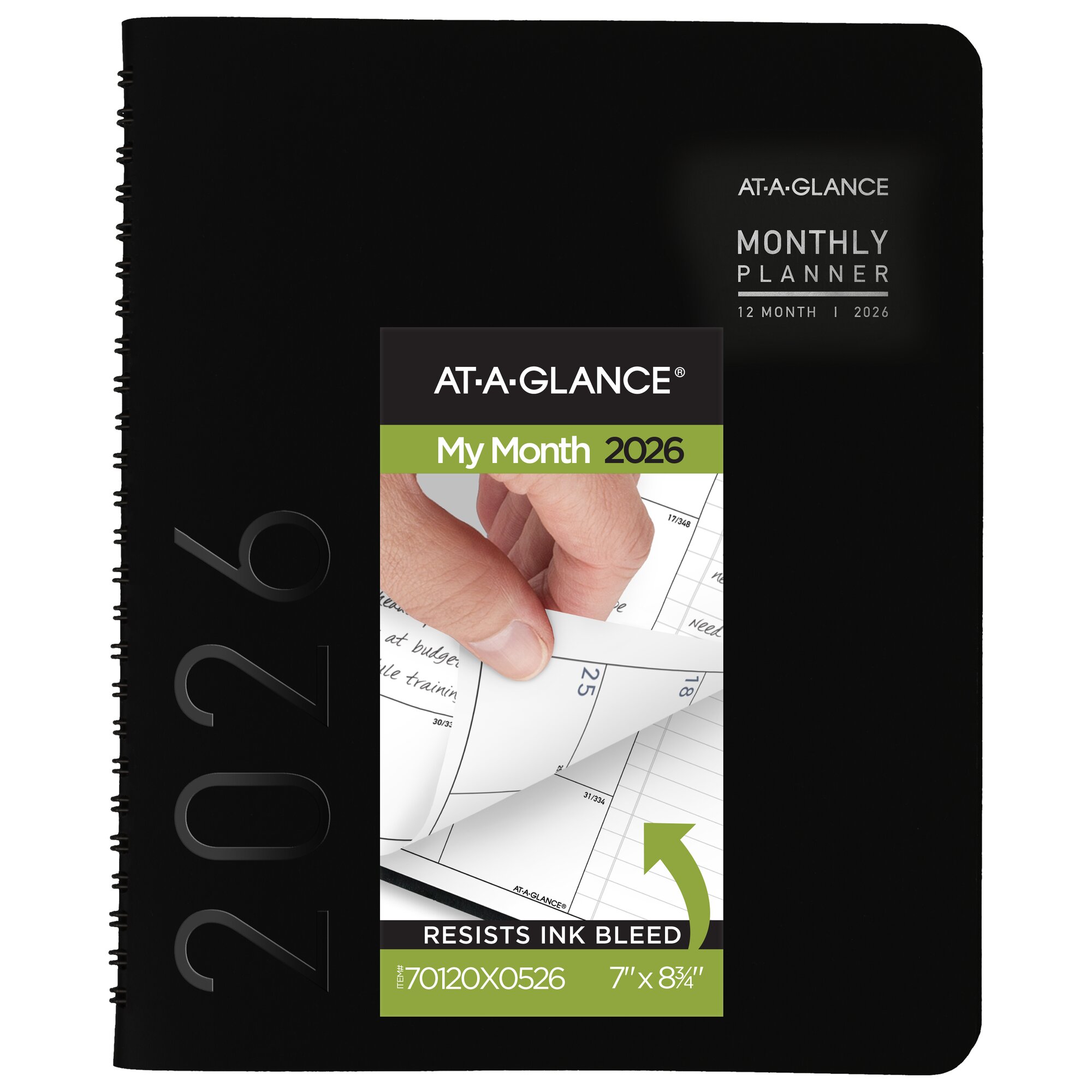 AT-A-GLANCE Contemporary 2026 Monthly Planner Black Medium 7 x 8 34 ...
