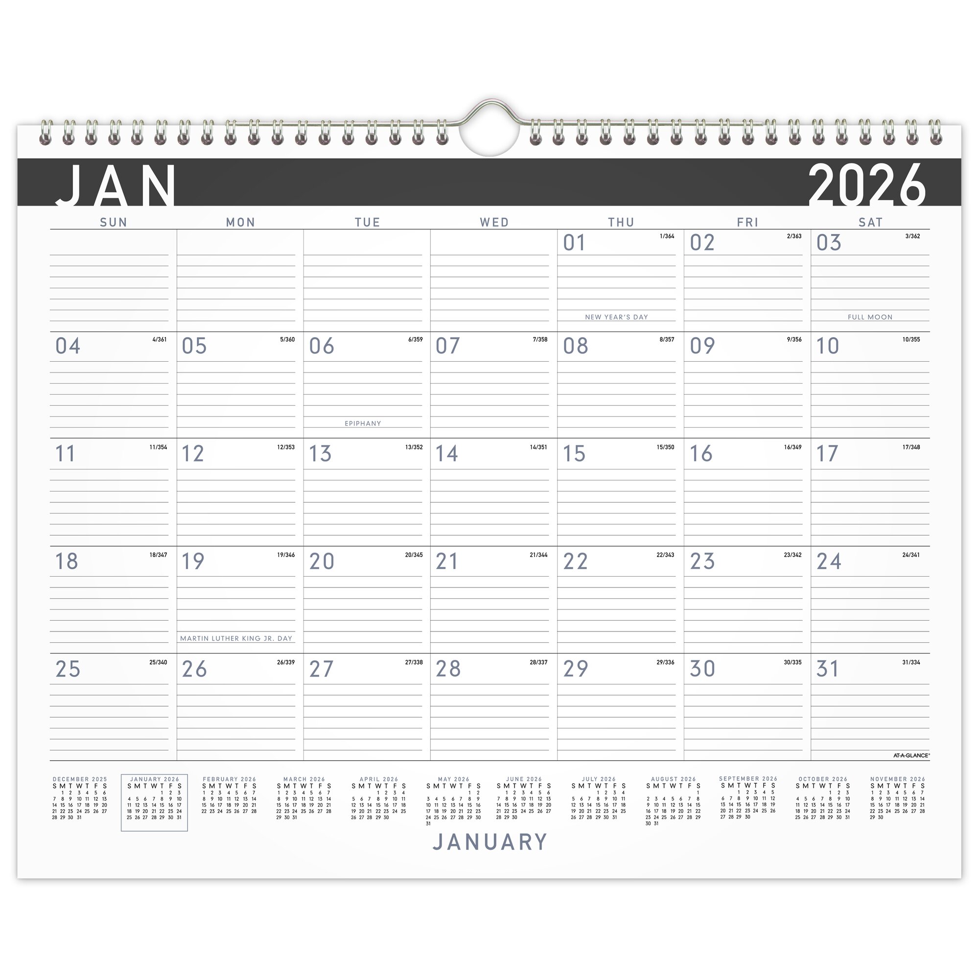 AT-A-GLANCE Contemporary 2026 Monthly Wall Calendar Medium 15 x 12 ...