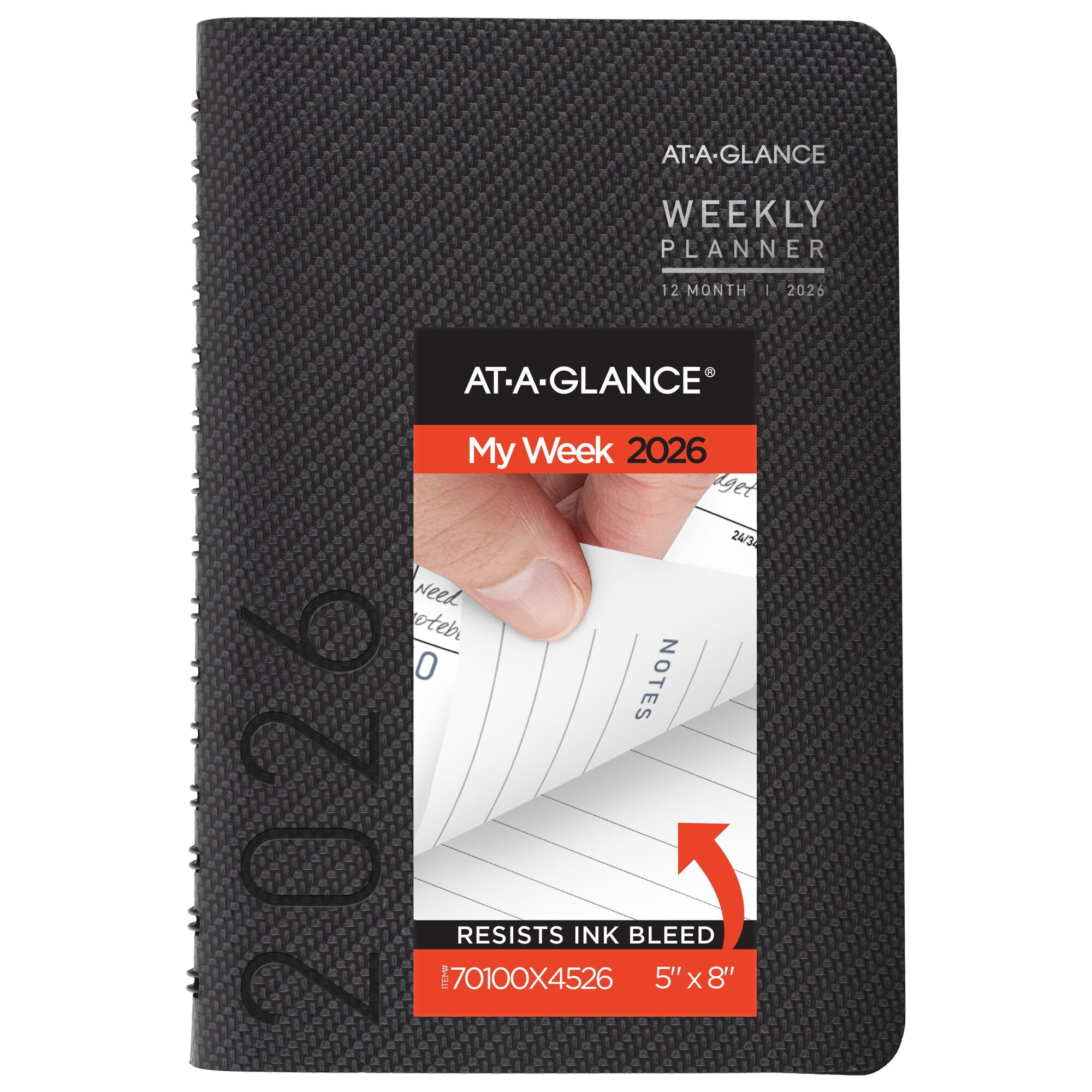 AT-A-GLANCE Contemporary 2026 Weekly Monthly Planner Charcoal Small 5 x ...