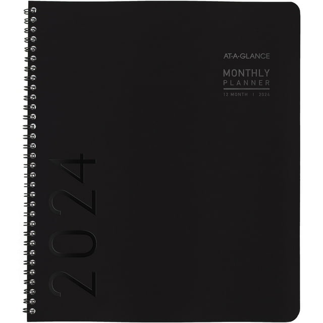AT-A-GLANCE Contemporary Lite 2024 Monthly Planner Black Large 9 x 11 ...