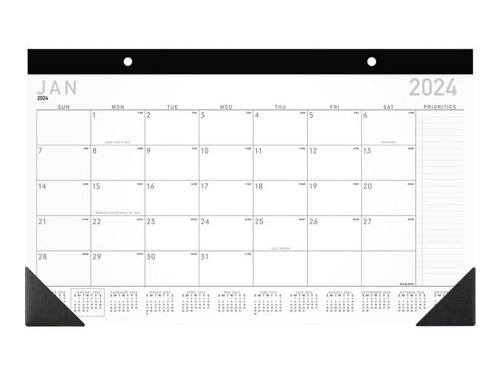 At-A-Glance 2024 Compact Desk Pad, Monthly Calendar for Desktop, Office ...
