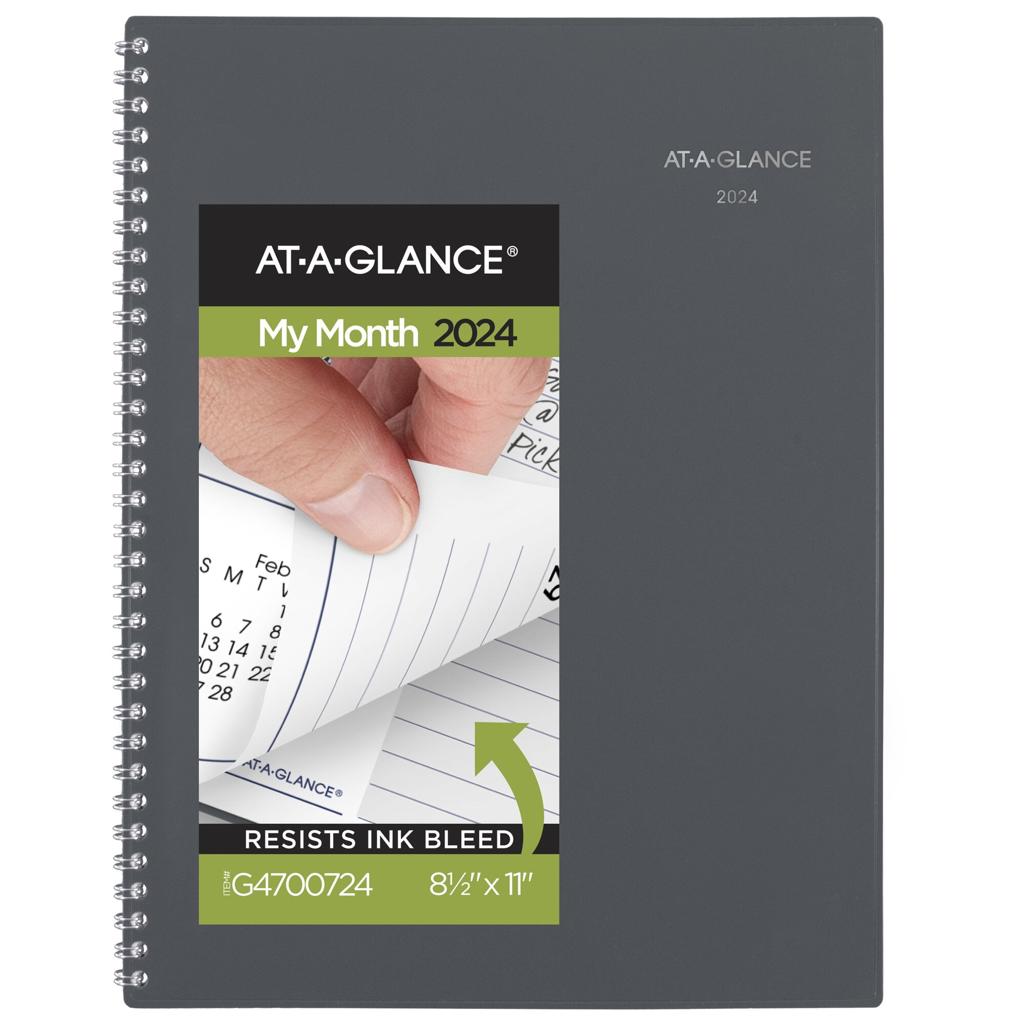 "AT-A-GLANCE DayMinder 2024, Monthly Planner, Gray, Large 8.5"" x 11 ...