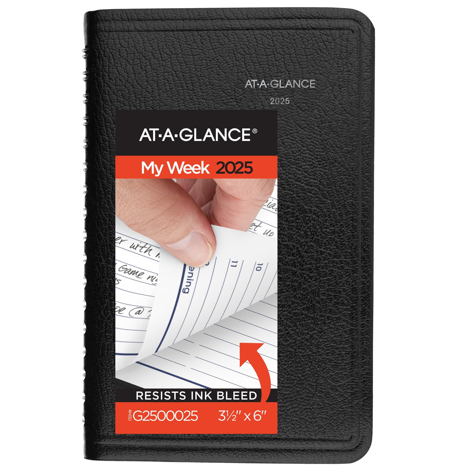 AT-A-GLANCE DayMinder 2025 Weekly Appointment Book Planner Black Pocket ...