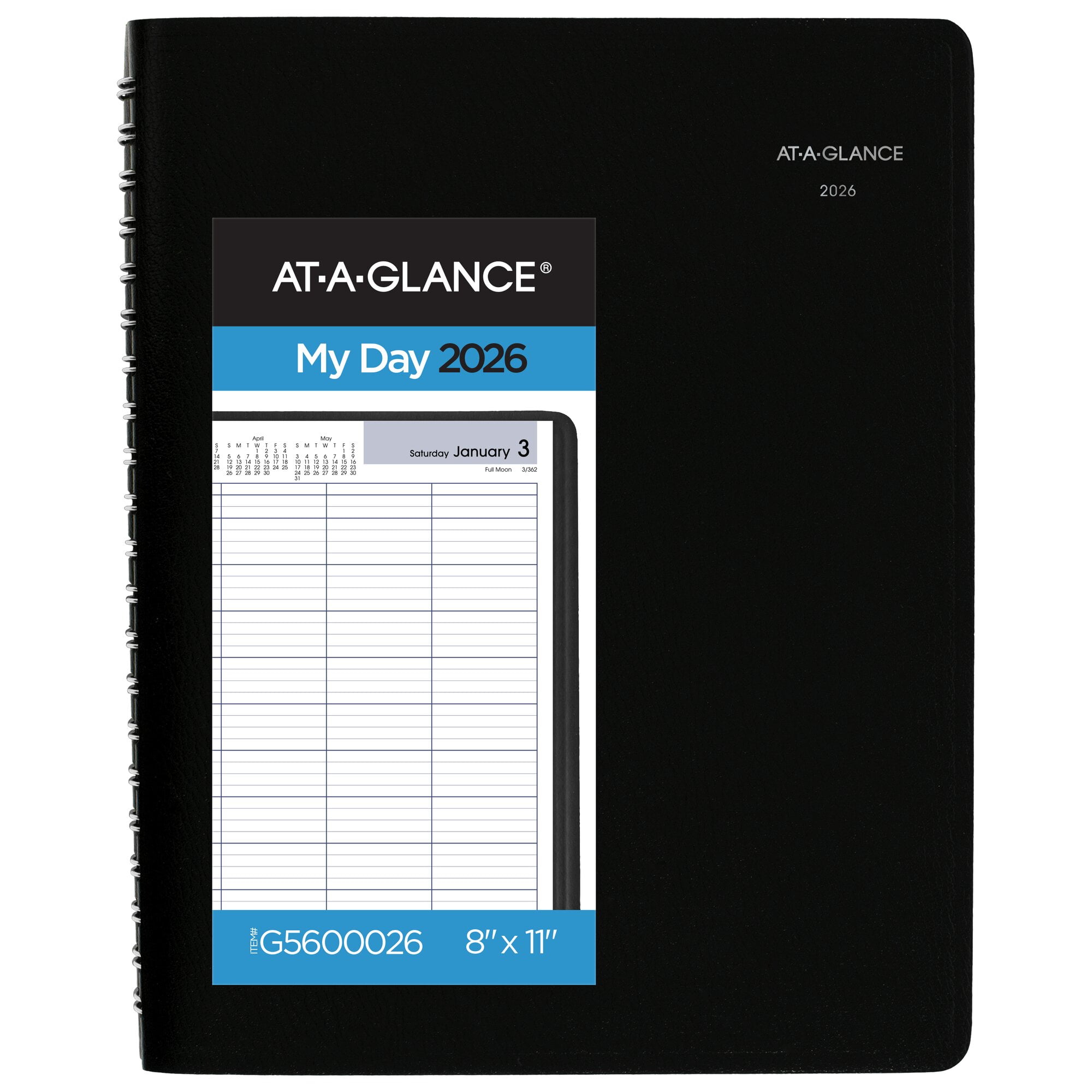 AT-A-GLANCE DayMinder 2026 Four Person Daily Appointment Book Black ...