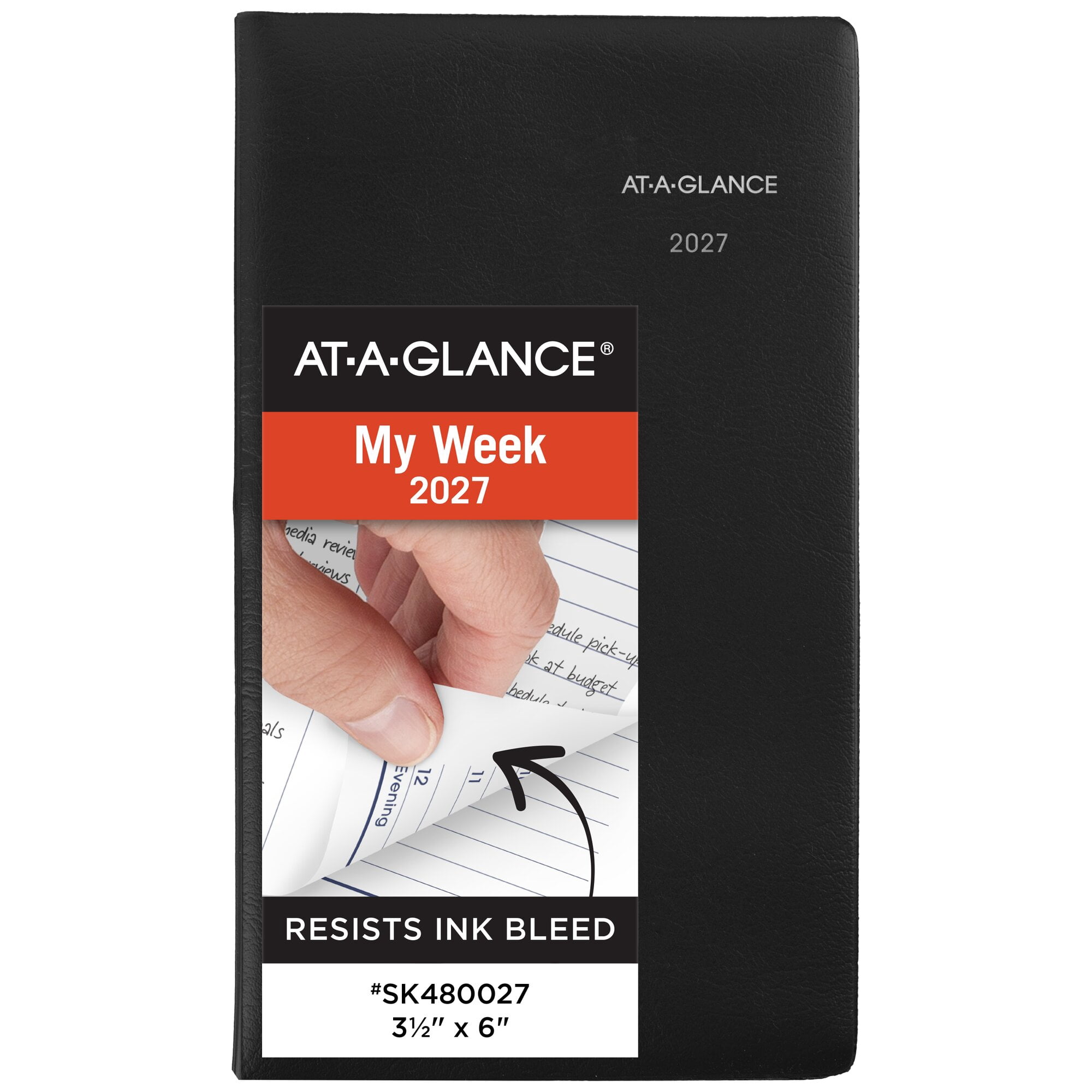 AT-A-GLANCE DayMinder 2027 Weekly Planner Black Pocket 3 12 x 6 ...