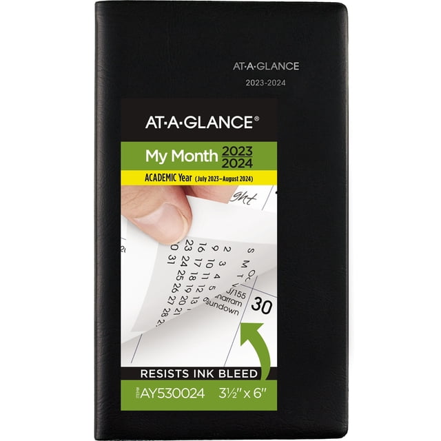 AT-A-GLANCE DayMinder Academic 2023-2024 Monthly Planner Black Pocket 3 ...