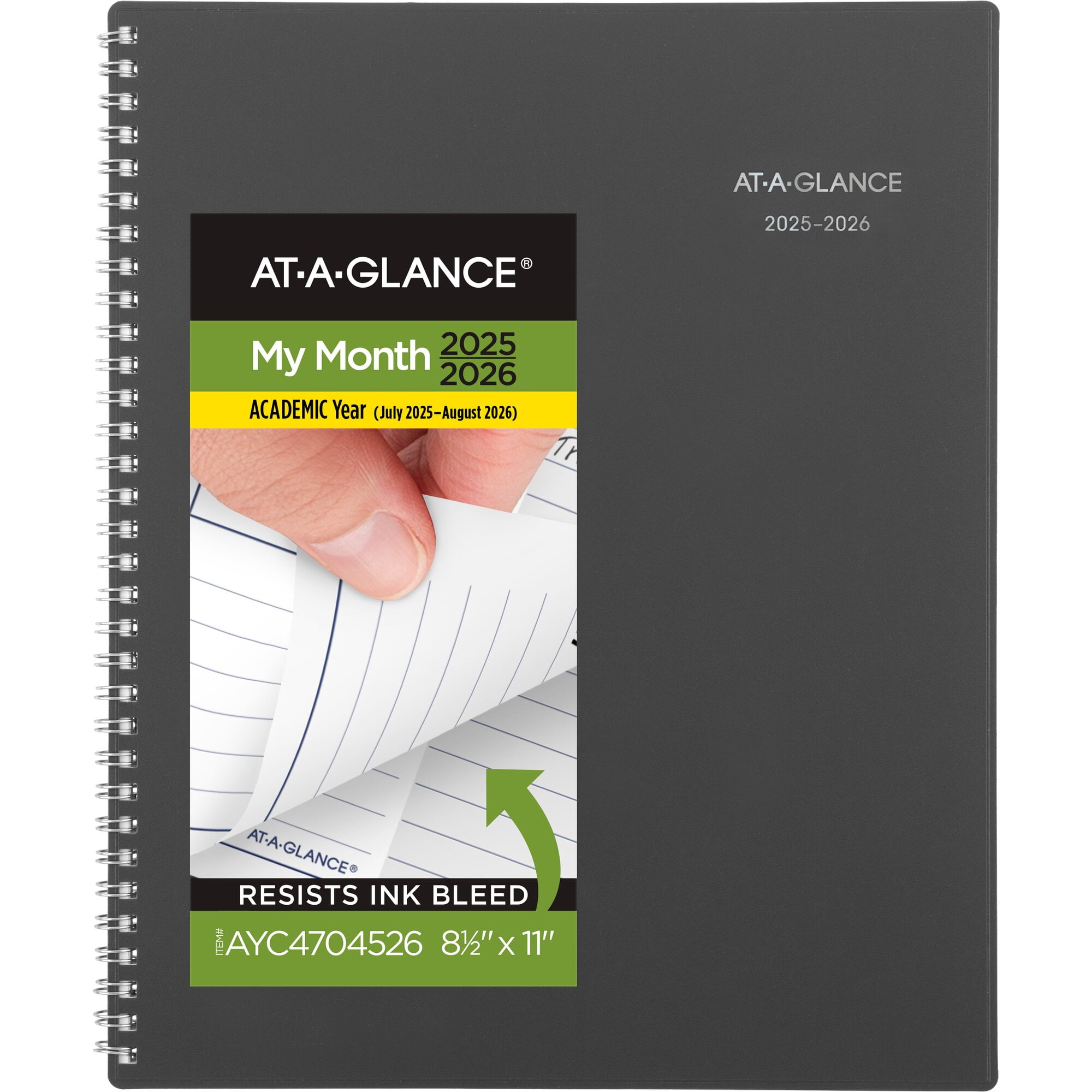 AT-A-GLANCE DayMinder Academic 2025-2026 Monthly Planner Charcoal Large ...
