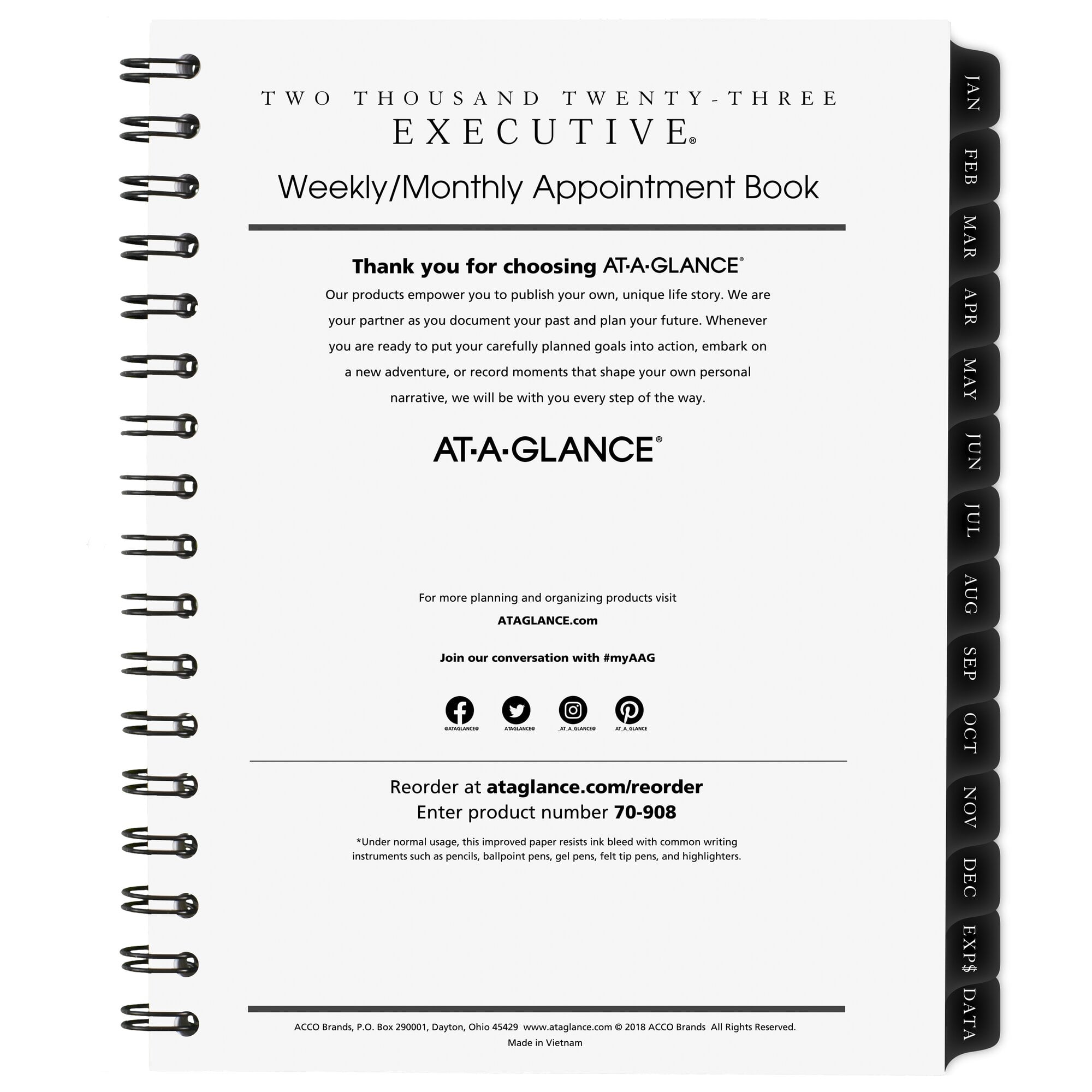 AT A GLANCE Executive 2023 Weekly Monthly Appointment Book Refill For at-a-glance-executive-2023-weekly-monthly-appointment-book-refill-for