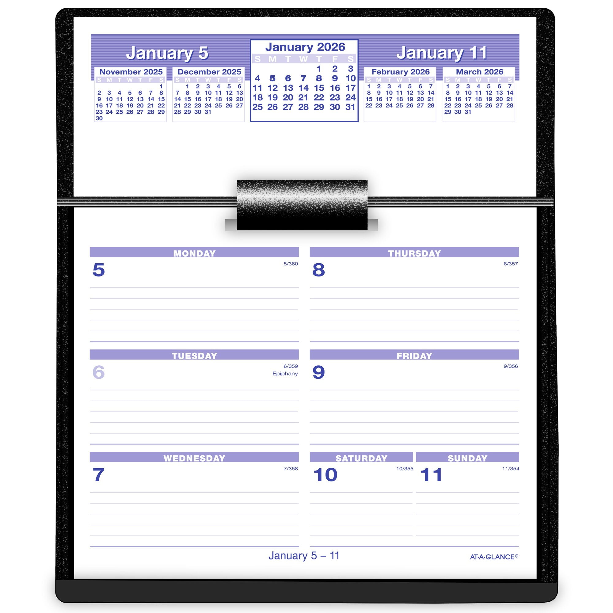 AT-A-GLANCE FLIP-A-WEEK 2026 Desk Calendar and Base Complete Set Large ...