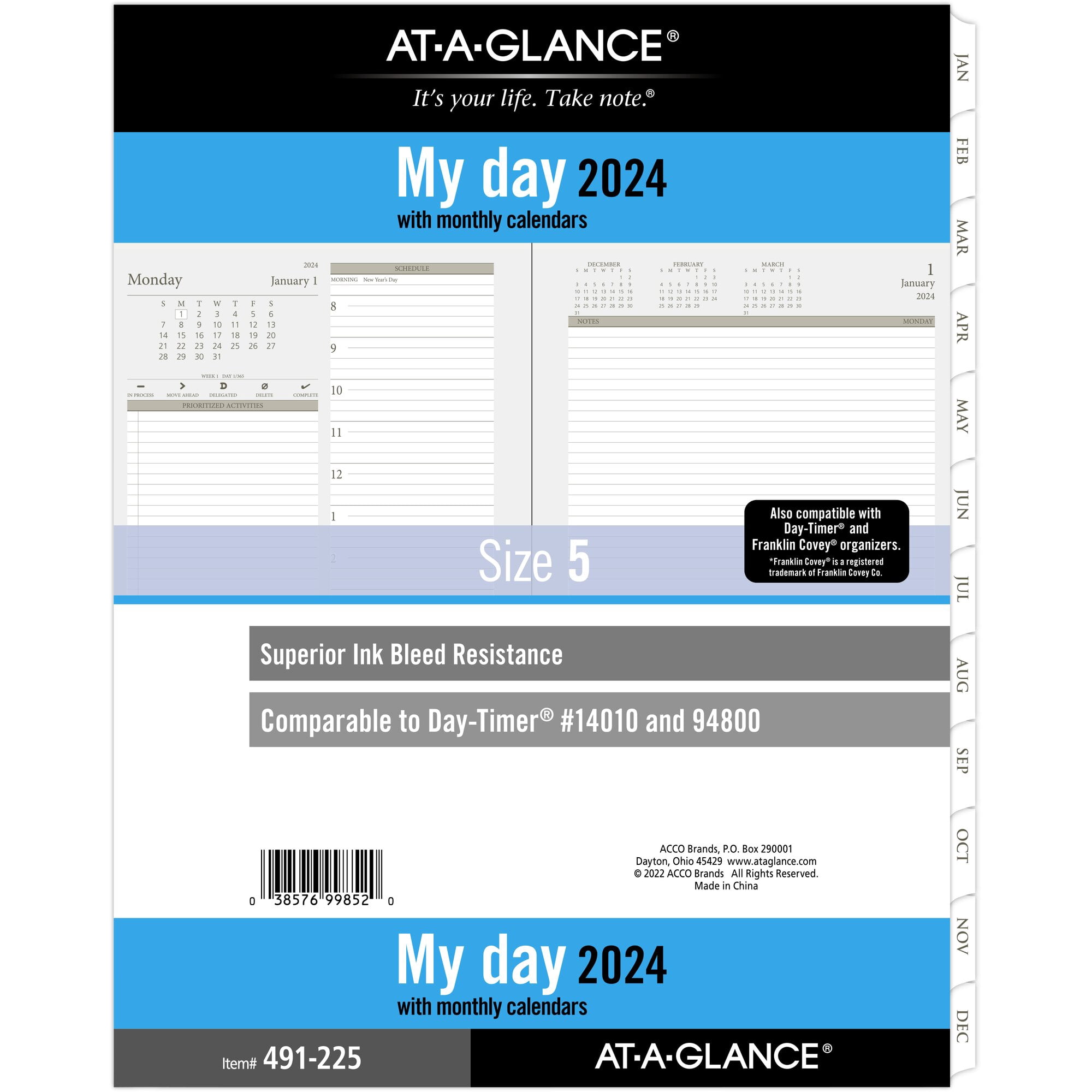 AT-A-GLANCE 2024 Planner Refillable, Daily & Monthly, 11" x 8.5", White ...