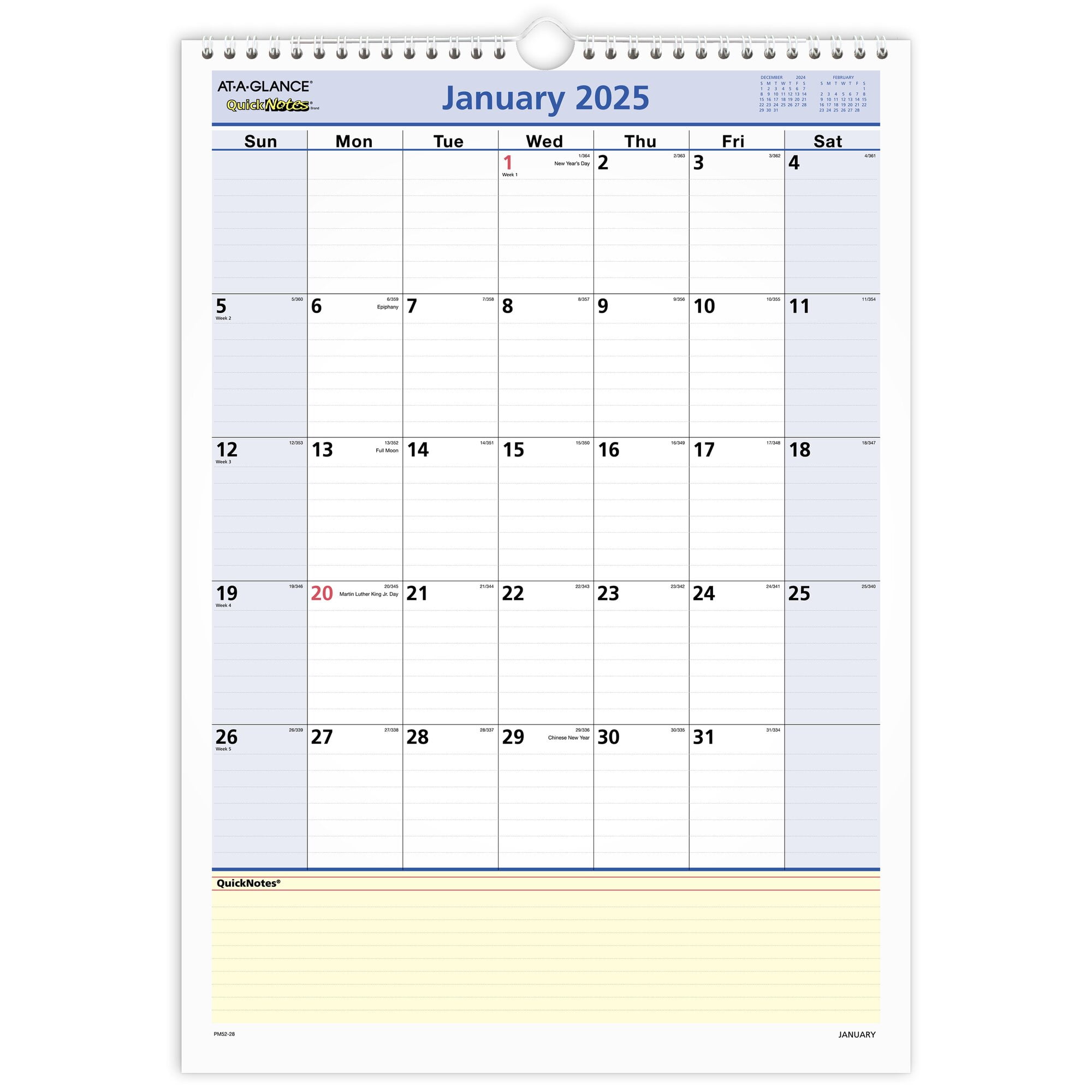 AT-A-GLANCE PM52-28 12-Month Jan to Dec 2025 12 in. x 17 in. QuickNotes ...