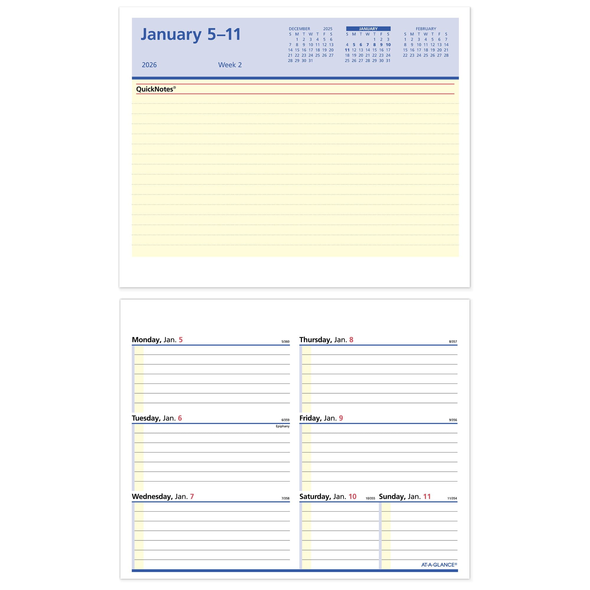 AT-A-GLANCE Weekly Desk Calendar Refill 5 1/2 x 7 Small 12 months 2026 ...