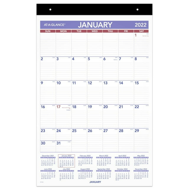 AT-A-GLANCE® Repositionable Wall Calendar With adhsve Backing, 15-1/2 ...