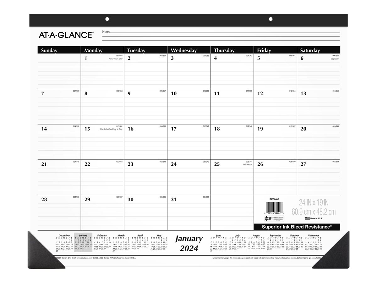AT-A-GLANCE - Ruled monthly desk pad - desktop/wall mount - 2024 ...