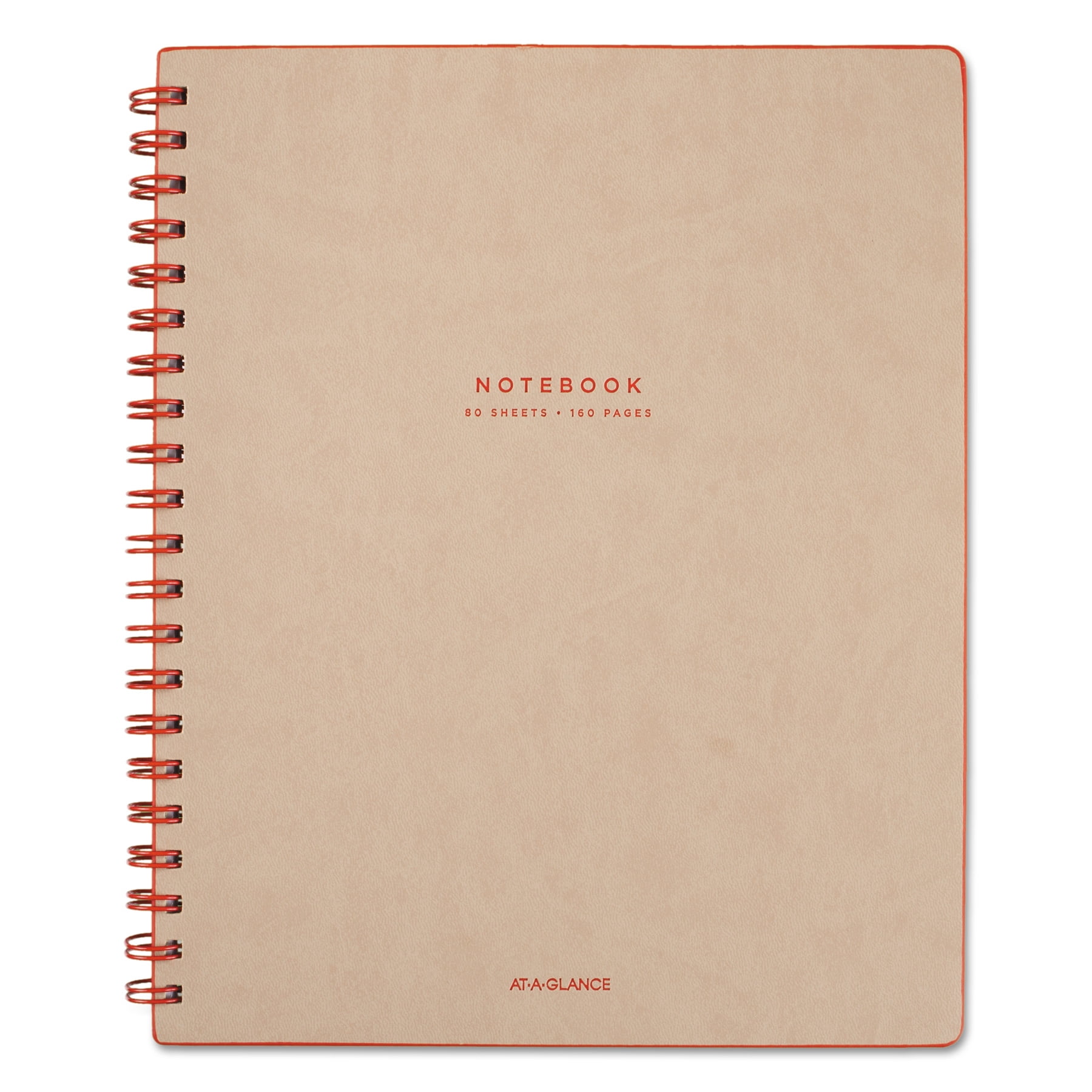 AT-A-GLANCE Twinwire Notebook, Ruled, 80 Sheets, 11” x 8 3/4”, Tan/Red ...