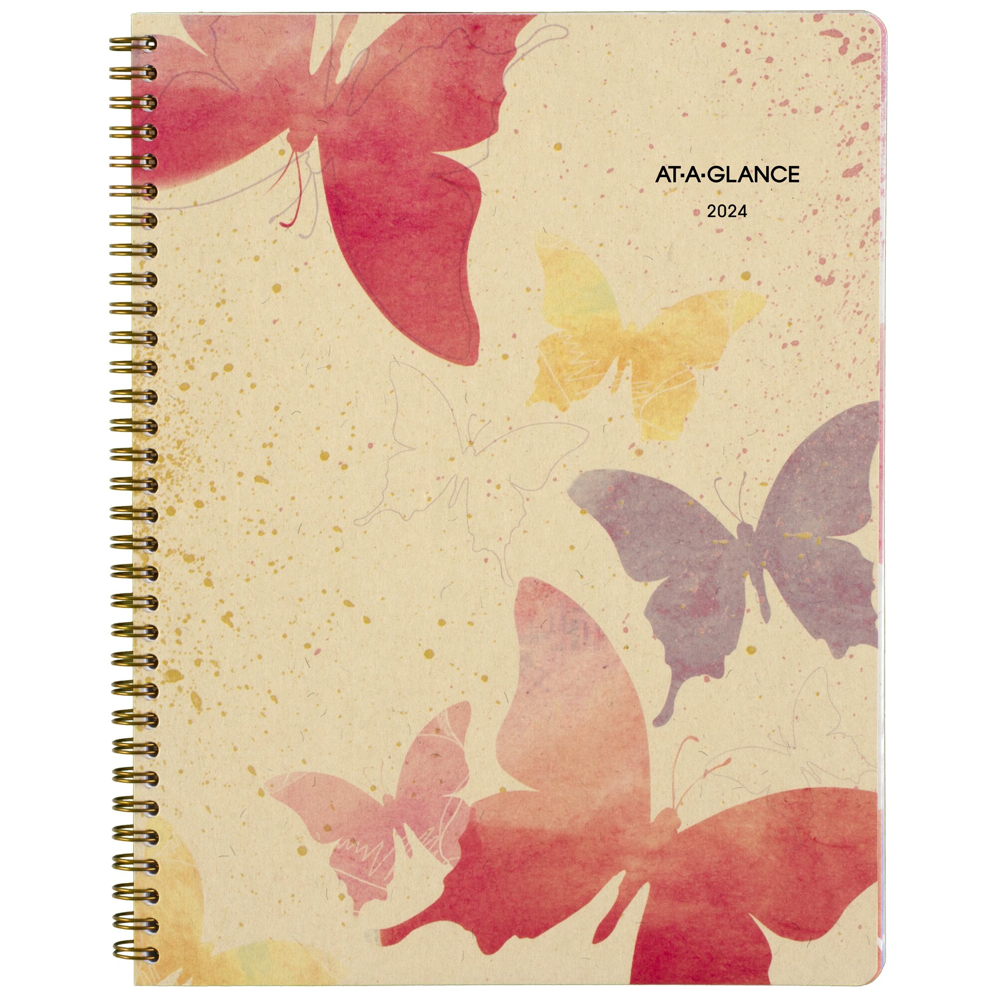 AT-A-GLANCE Watercolors 2024 Weekly Monthly Planner, Butterfly Design ...